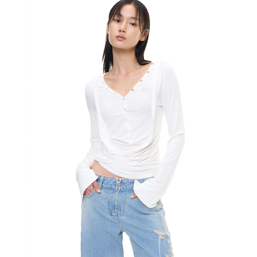 DRAPED HENLEY TOP (WHITE) - 감도 깊은 취향 셀렉트샵 29CM