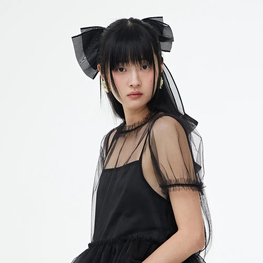 Ribbon Ruffle Hair Pin (black) - 감도 깊은 취향 셀렉트샵 29CM