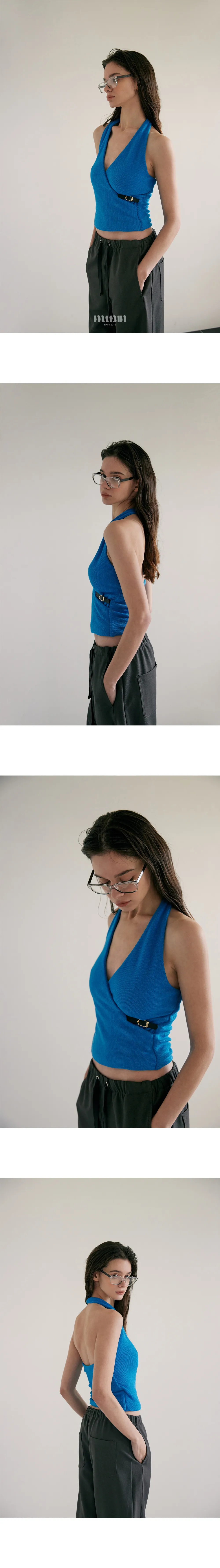 Fluffy halter knit top_ocean blue - 감도 깊은 취향 셀렉트샵 29CM