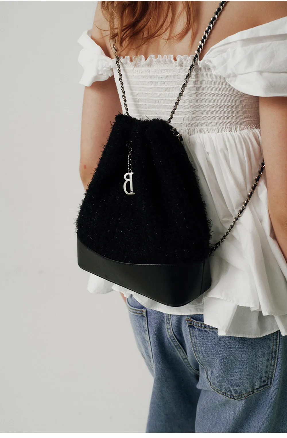 Tweed Drawstring Chain Backpack_Black - 감도 깊은 취향 셀렉트샵 29CM