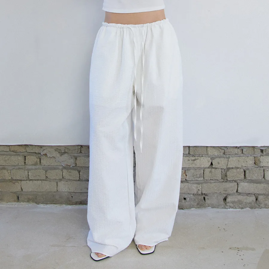 Seersucker Banding Stripe Wide Pants White - 감도 깊은 취향 셀렉트샵 29CM