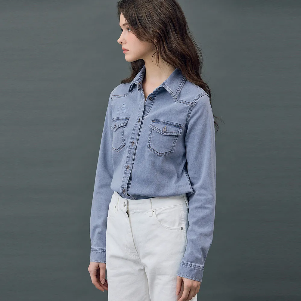 DENIM DESTROYED BASIC WESTERN SHIRT L BLUE R5 - 감도 깊은 취향 셀렉트샵 29CM