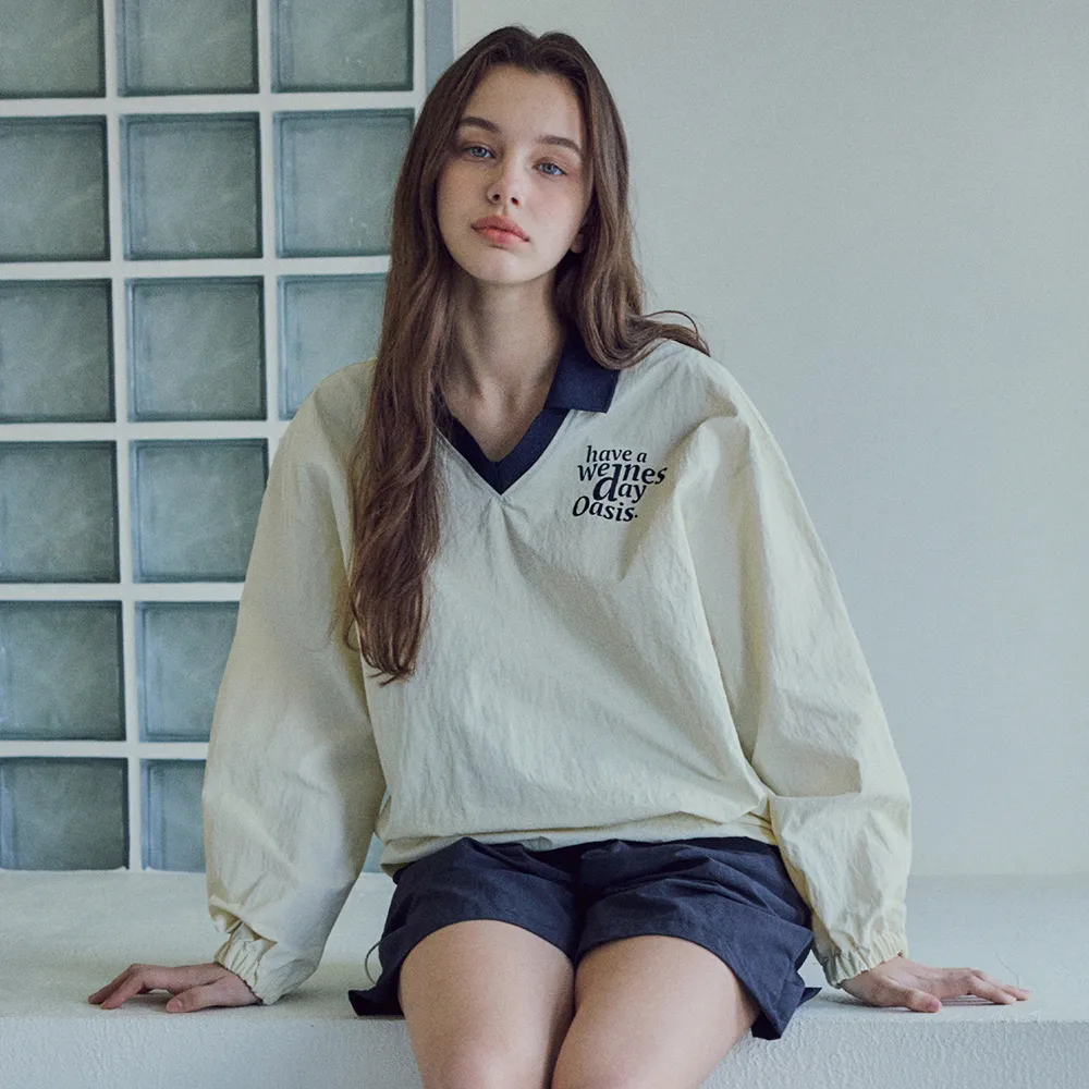 W/Signature Nylon Collar Sweatshirt_Ivory(W25-TP13) - 감도 깊은 취향 셀렉트샵 29CM