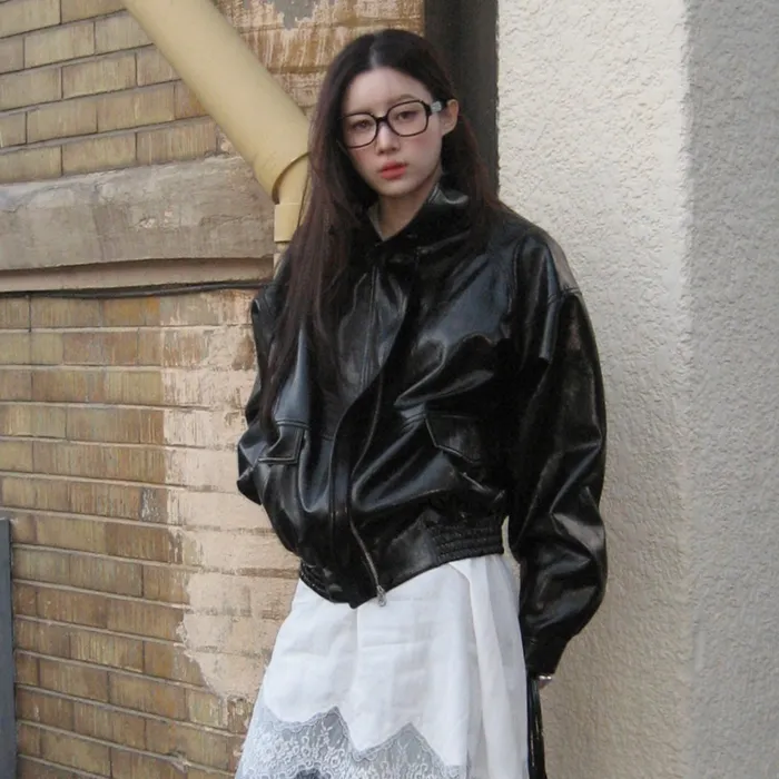 [김가을 PICK][29CM 단독]HIGH NECK LEATHER BLOUSON JUMPER - BLACK - 감도 깊은 취향 셀렉트샵 29CM