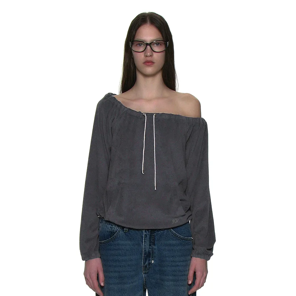 TERRY DRAWSTRING OFF-SHOULDER TOP_CHARCOAL - 감도 깊은 취향 셀렉트샵 29CM