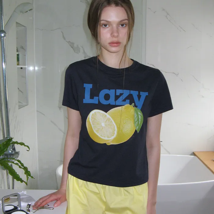 Lazy Lemon Crop T-shirt (2color) - 감도 깊은 취향 셀렉트샵 29CM