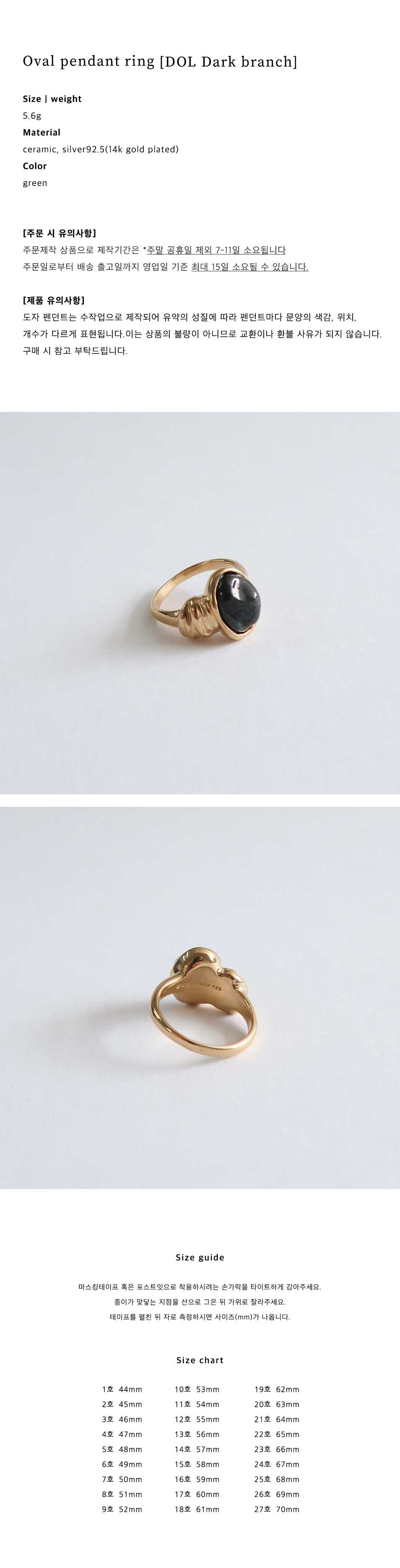 silver 925 Oval pendant ring [DOL Dark branch] - 감도 깊은 취향 셀렉트샵 29CM