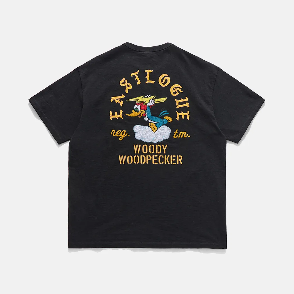 FLOCKING AND EMBROIDERED WOODY T-SHIRT / BLACK - 감도 깊은 취향 셀렉트샵 29CM