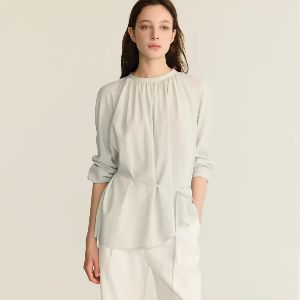 [4차 리오더] long sleeve neck-shirring blouse_mint gray - 감도 깊은 취향 셀렉트샵 29CM