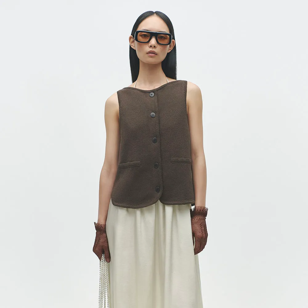 (W) BOAT-NECK WAISTCOAT (BROWN) - 감도 깊은 취향 셀렉트샵 29CM