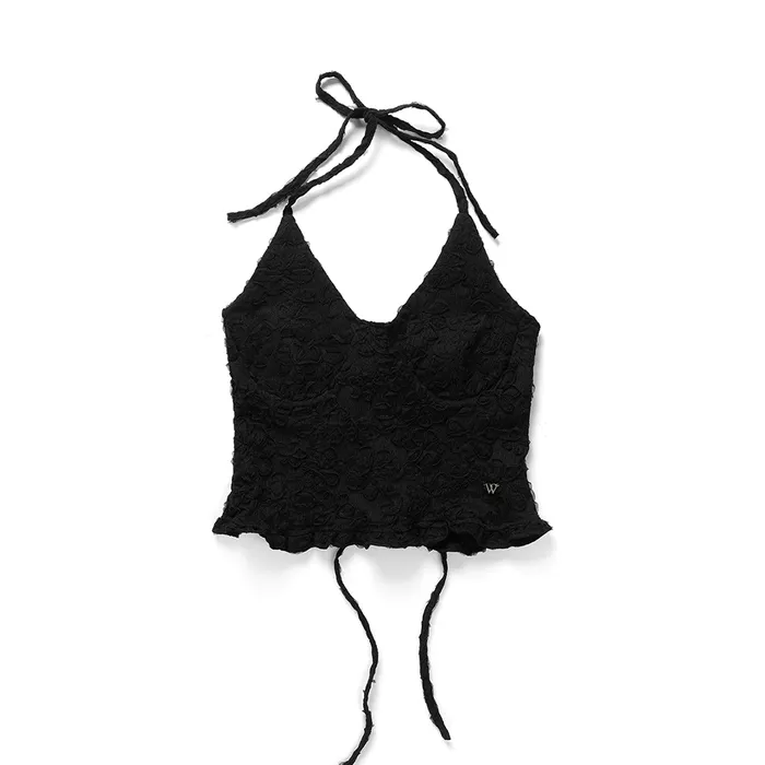 Flower pattern halter top_black - 감도 깊은 취향 셀렉트샵 29CM