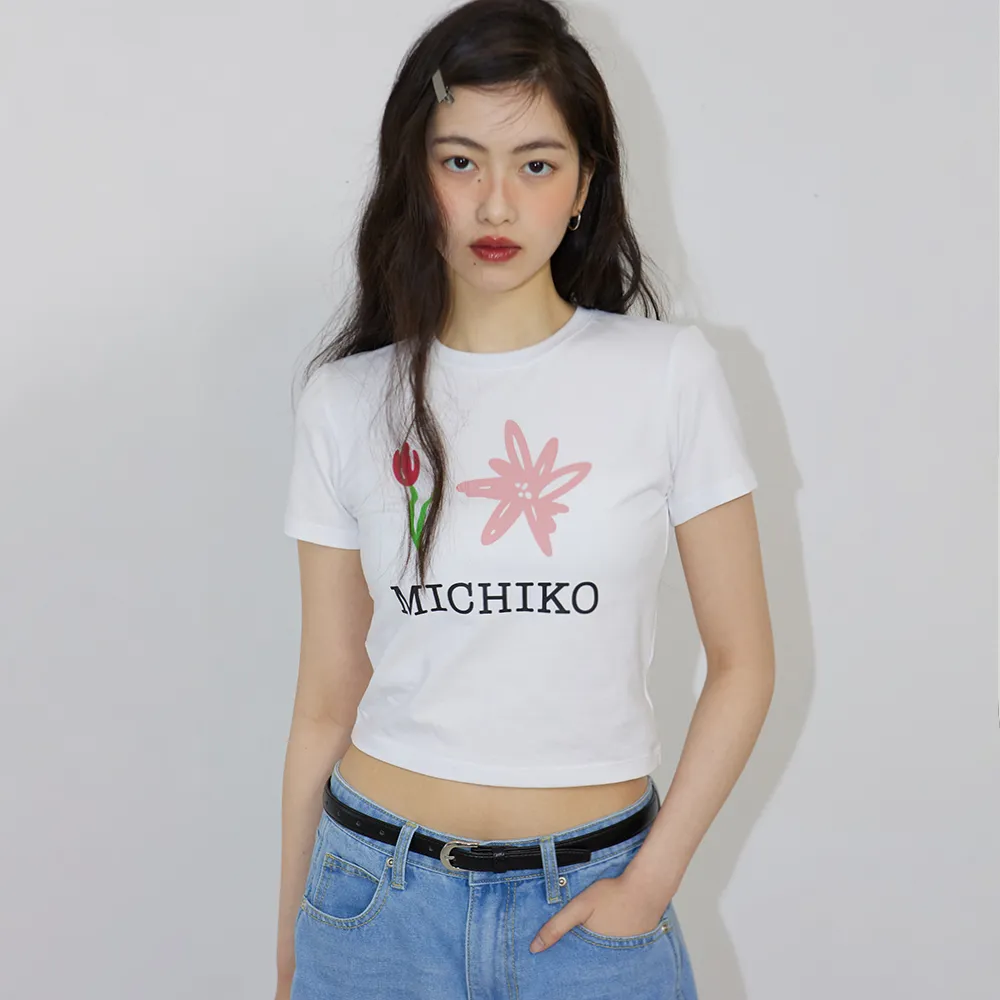 MICHIKO FLOWER CROP TOP WHITE - 감도 깊은 취향 셀렉트샵 29CM