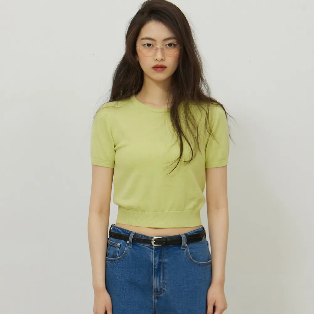 BASIC HALF SLEEVE KNIT TOP LIME - 감도 깊은 취향 셀렉트샵 29CM