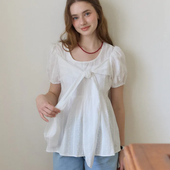 Bow Shirring Blouse - White - 감도 깊은 취향 셀렉트샵 29CM