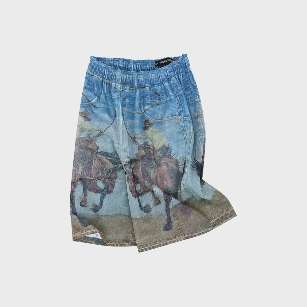 UNISEX DOUBLE LAYER PRINT MESH SHORTS apa819u(BLUE) - 감도 깊은 취향 셀렉트샵 29CM