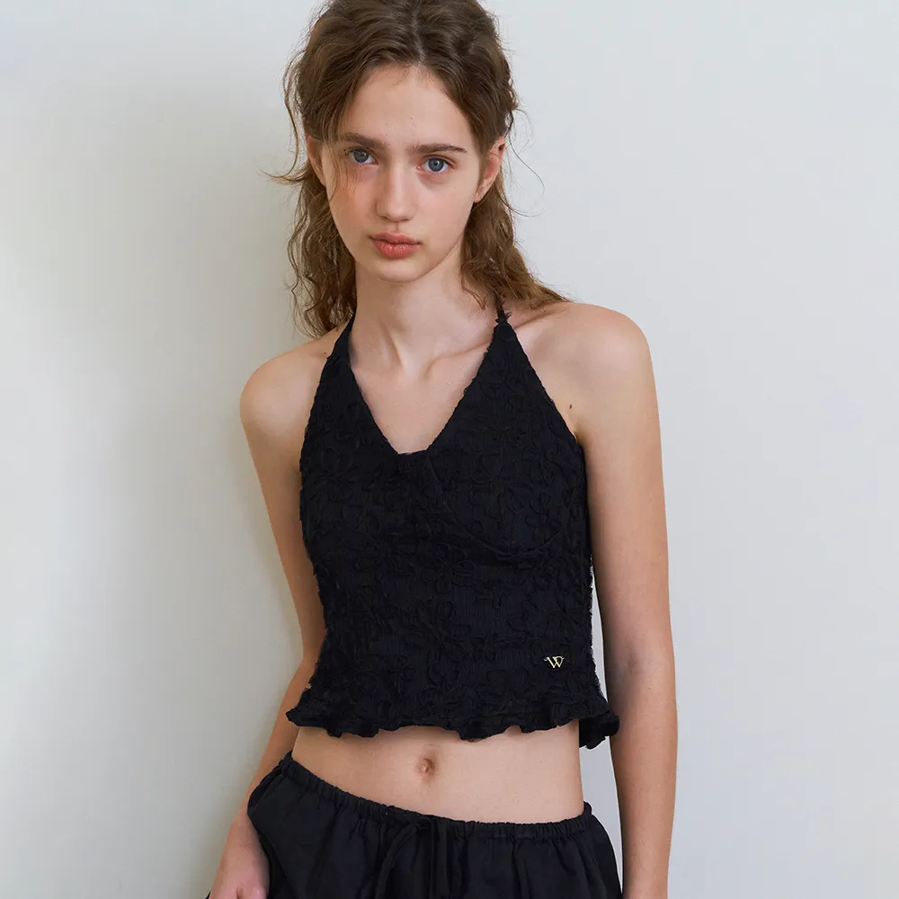 Flower pattern halter top_black - 감도 깊은 취향 셀렉트샵 29CM