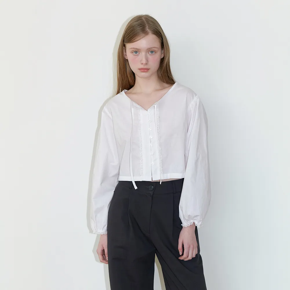 basic lace string blouse - white - 감도 깊은 취향 셀렉트샵 29CM