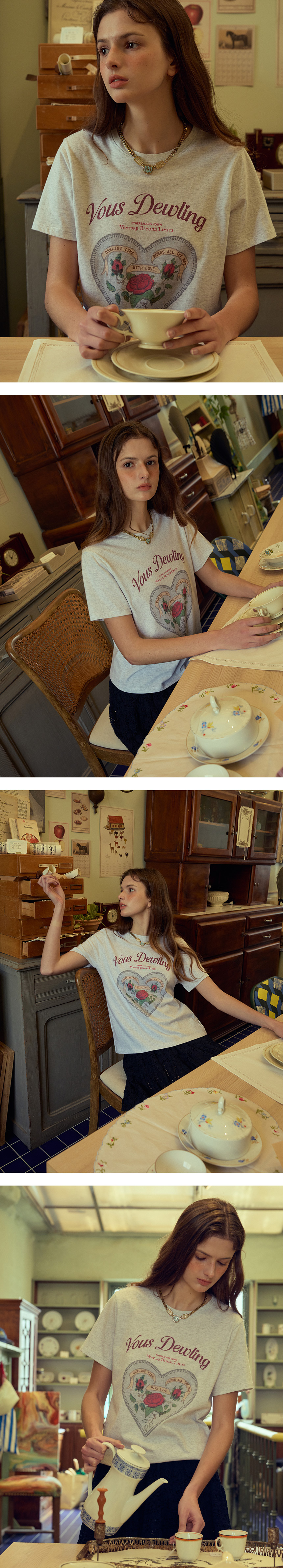 DEWLing 하트 로즈 반팔 티셔츠 LG_D252MSM105 - 감도 깊은 취향 셀렉트샵 29CM