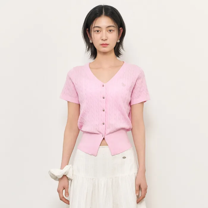 WOMAN 텐셀 브이넥 케이블 가디건 [PINK] / WBD2L43545 - 감도 깊은 취향 셀렉트샵 29CM