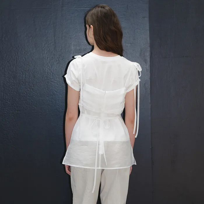 Sheer organza layered bustier_white - 감도 깊은 취향 셀렉트샵 29CM