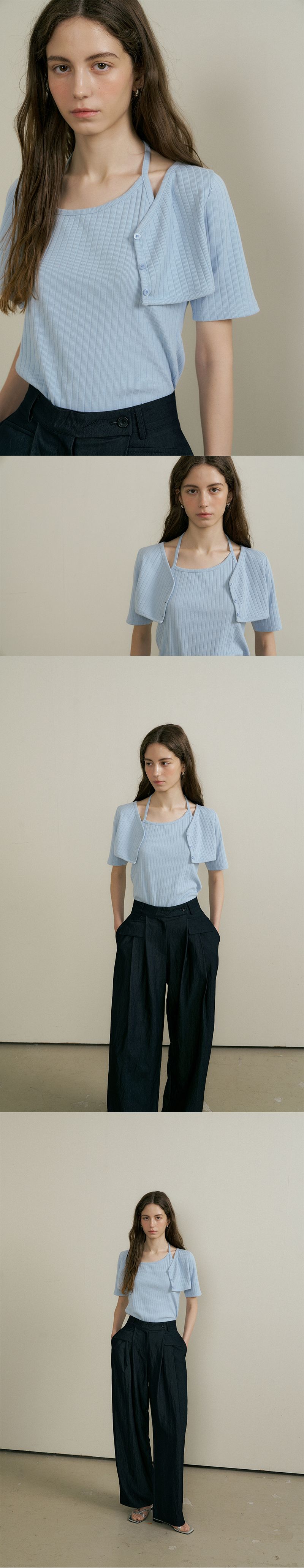 comos 1424 overlap halter neck T-shirt (sky blue) - 감도 깊은 취향 셀렉트샵 29CM