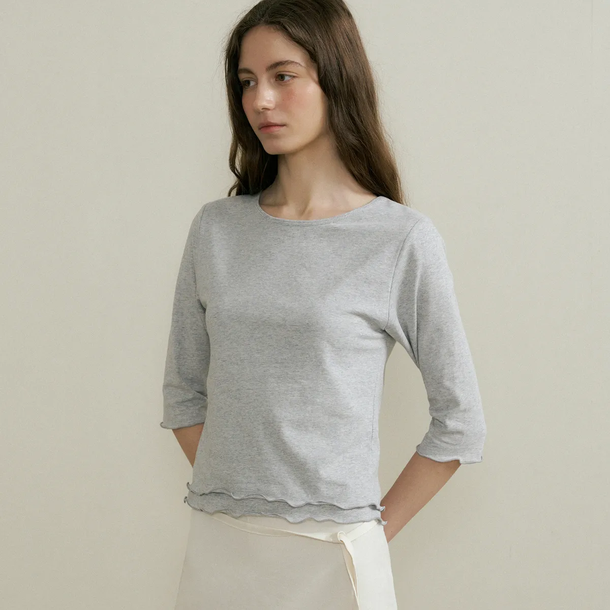 comos 1427 frill-line T-shirt (melange) - 감도 깊은 취향 셀렉트샵 29CM