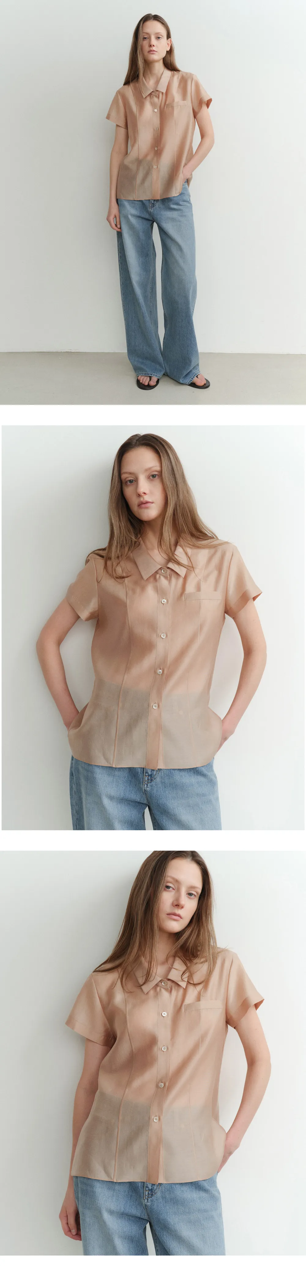 SHEER LINE SHIRT (SAND) - 감도 깊은 취향 셀렉트샵 29CM