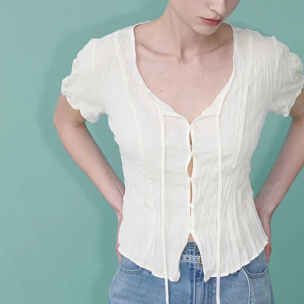 Wrinkle String Blouse SW5MB231_2color - 감도 깊은 취향 셀렉트샵 29CM
