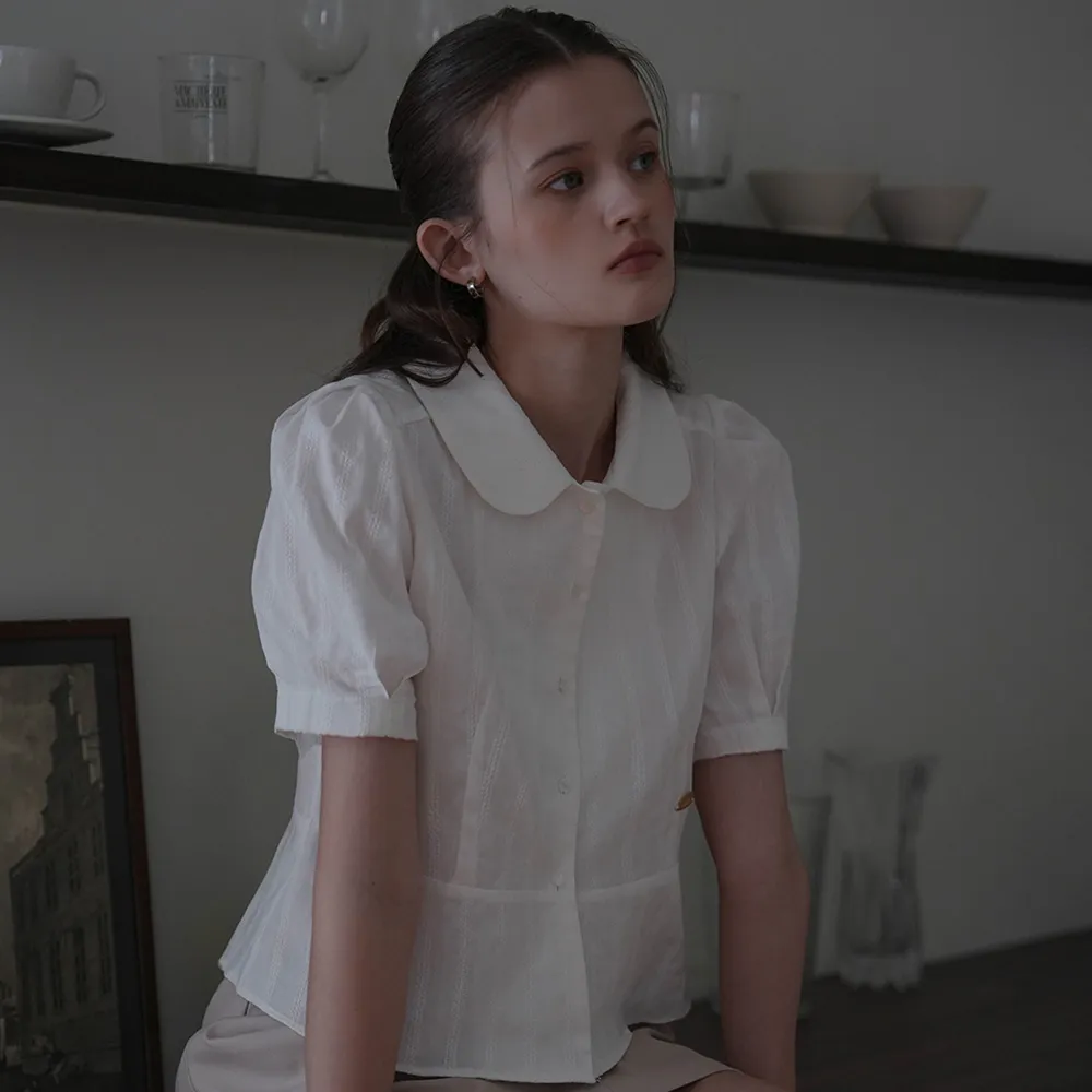 Round Collar Jacquard Blouse [White] - 감도 깊은 취향 셀렉트샵 29CM
