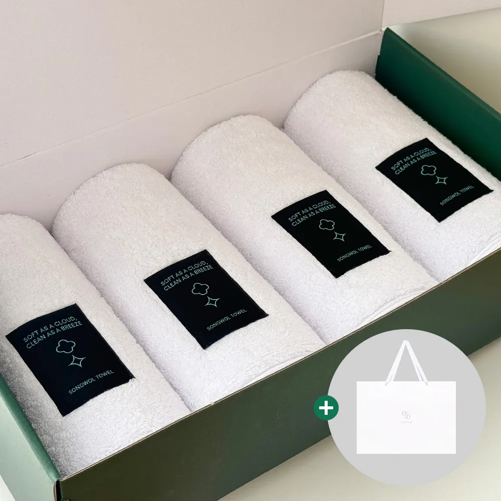 [선물포장/기프트백증정] 1퍼센테이지 블랙라벨 화이트솝 호텔수건 4P 선물세트 항균200g - 감도 깊은 취향 셀렉트샵 29CM