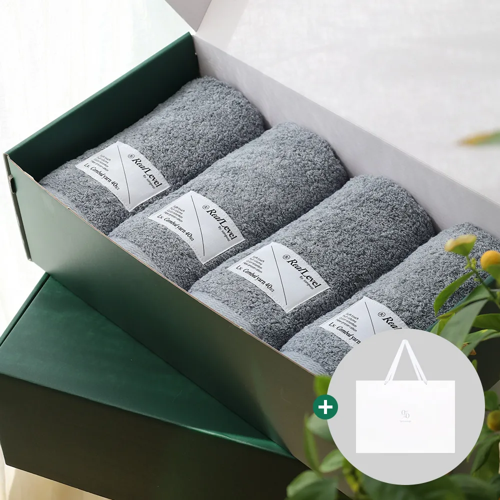 [선물포장/기프트백증정] 1퍼센테이지 스톤 호텔수건 4P 선물세트 40수 210g - 감도 깊은 취향 셀렉트샵 29CM