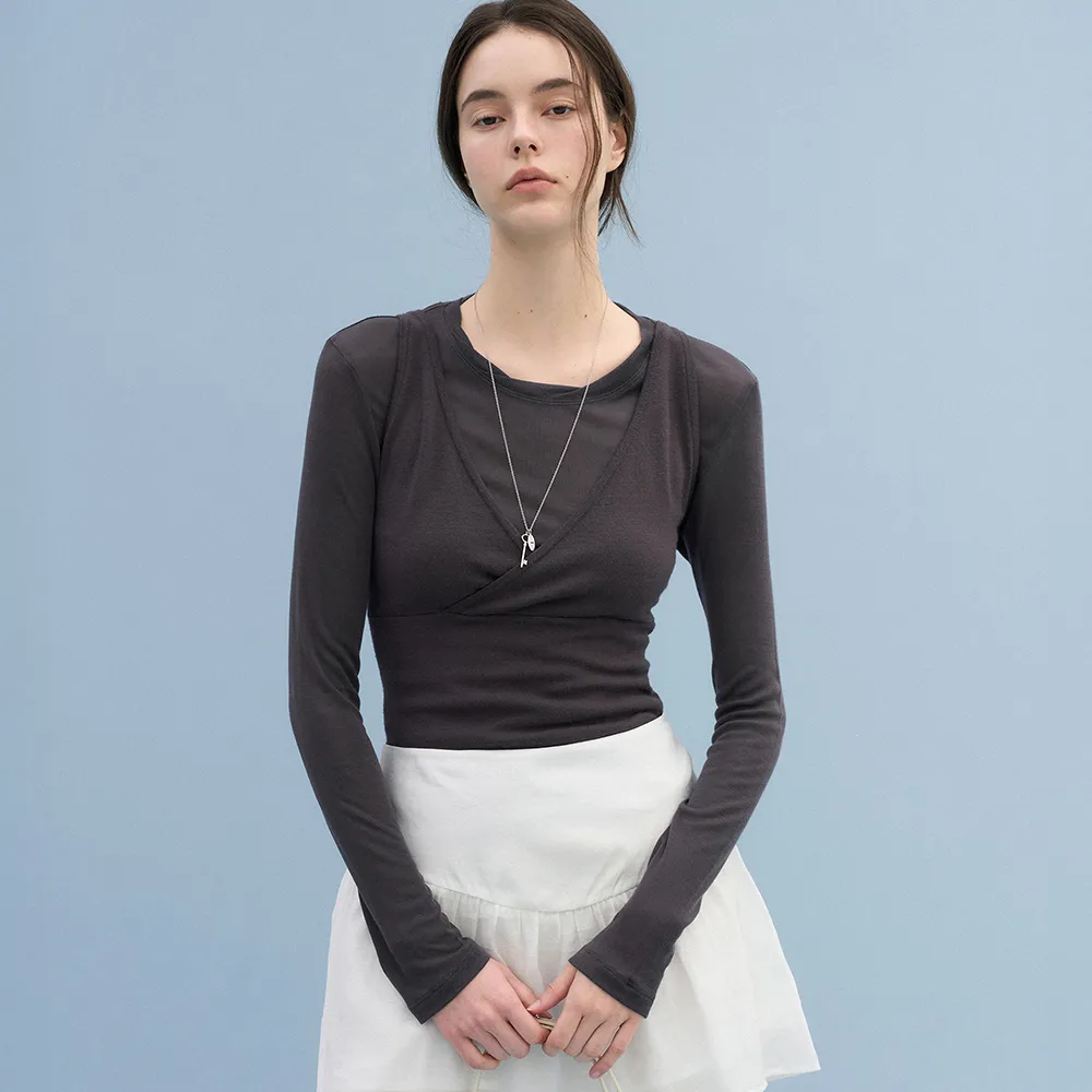 [3차] Sally Layered Sheer Tee (Charcoal) - 감도 깊은 취향 셀렉트샵 29CM