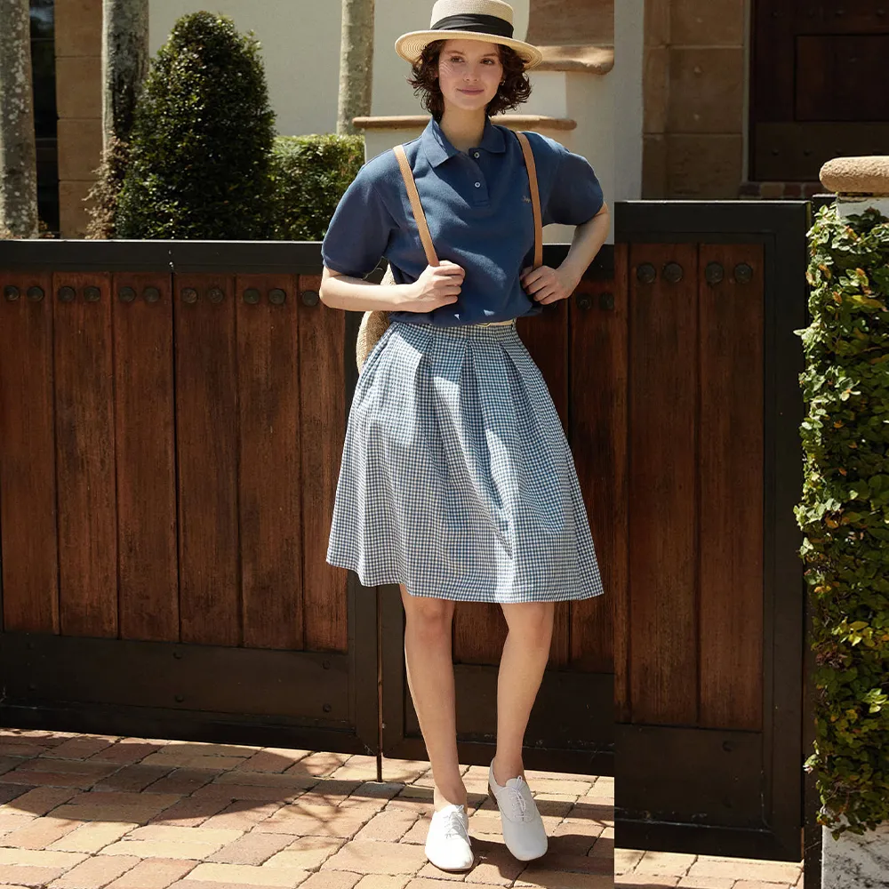 FRIULI Stitch point tucked midi skirt (Blue gingham check) - 감도 깊은 취향 ...