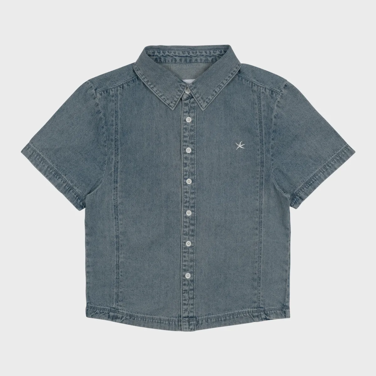 (w) TCM mini logo denim half shirts (blue) - 감도 깊은 취향 셀렉트샵 29CM