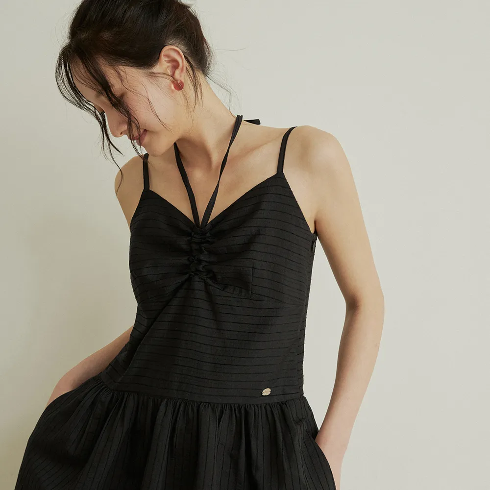 Front drawstring sleeveless long dress - deep navy - 감도 깊은 취향 셀렉트샵 29CM