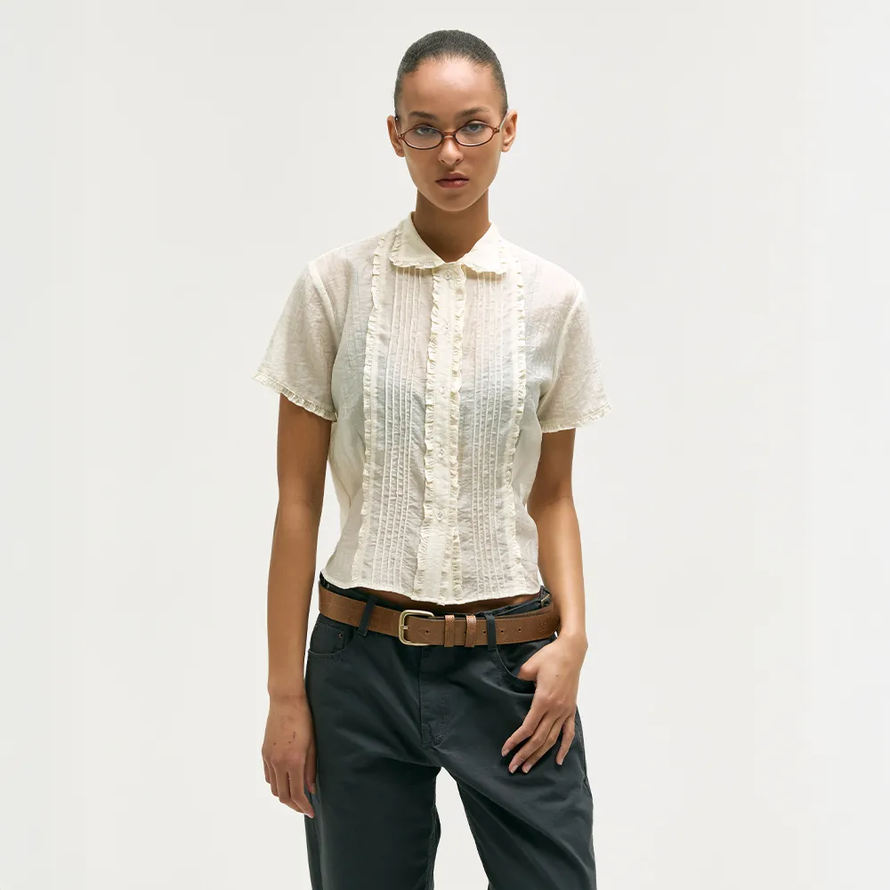 JACQUARD FRILL BLOUSE_cream - 감도 깊은 취향 셀렉트샵 29CM