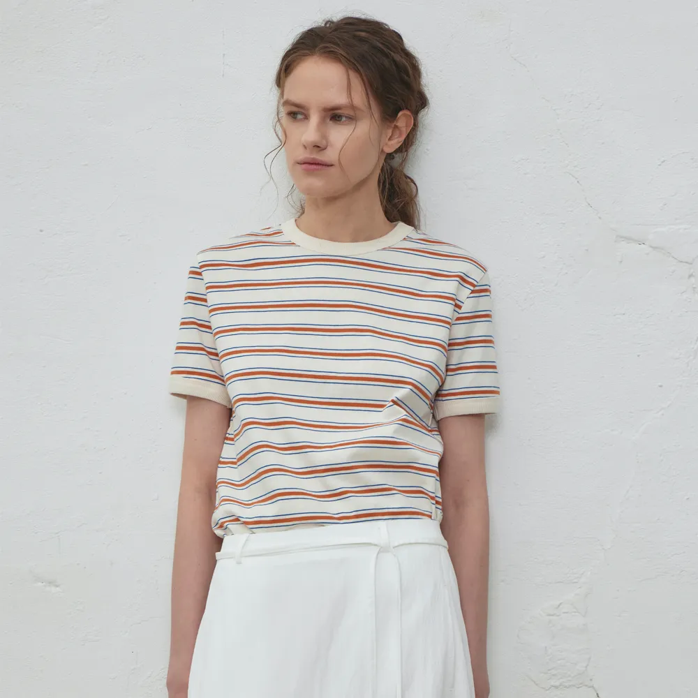Stripe Ringer T-shirts_Cream Orange Stripe - 감도 깊은 취향 셀렉트샵 29CM