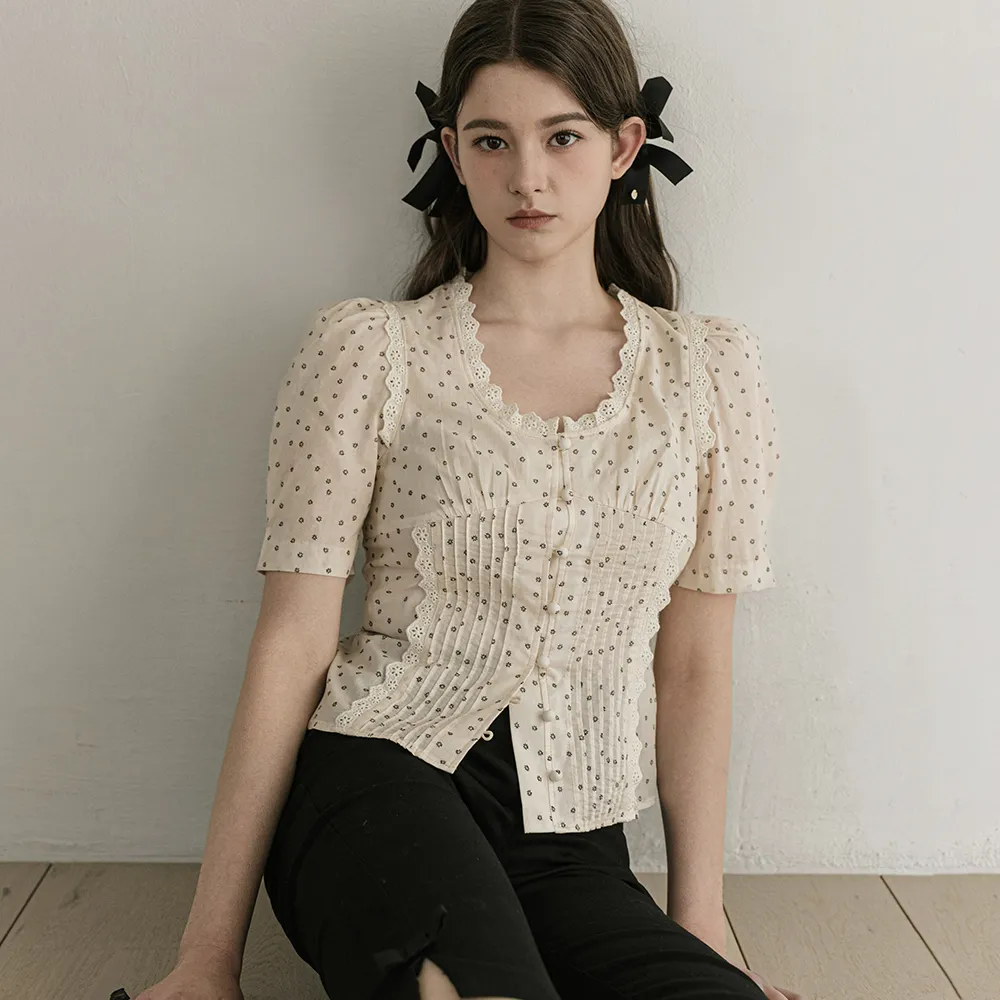 Dot Flower Print puff blouse - 감도 깊은 취향 셀렉트샵 29CM