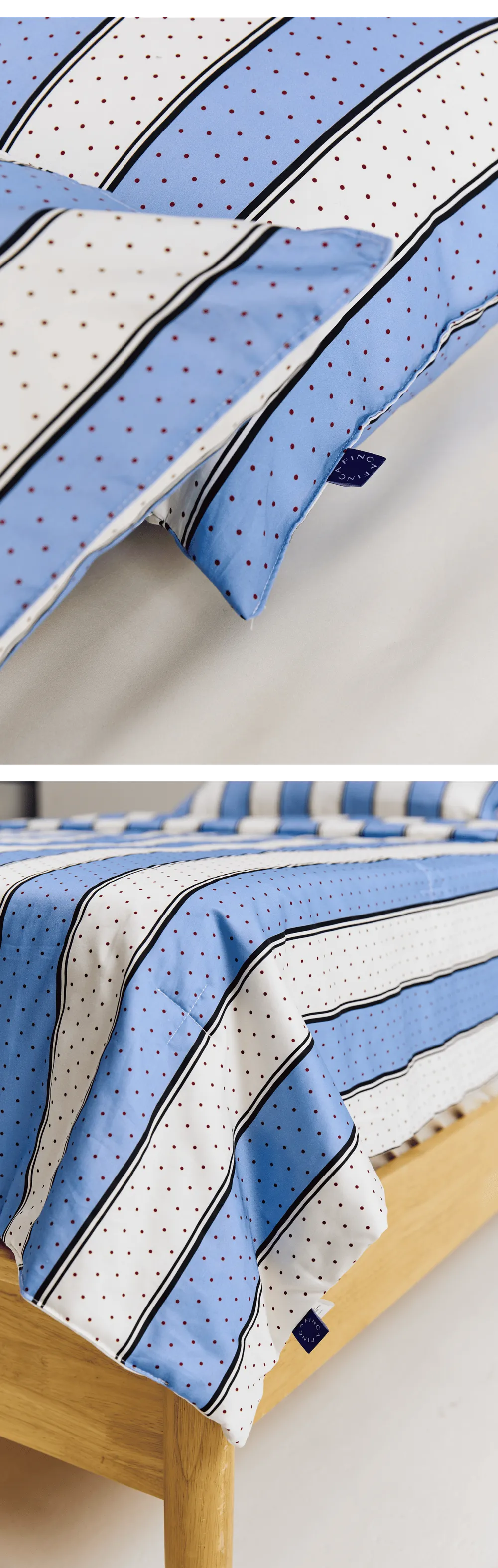 [29CM 단독] BL103 (Q-MAX테스트 완료) 양면 냉감 순면 여름이불 블루도트&레드 SS/QK - 감도 깊은 취향 셀렉트샵 29CM