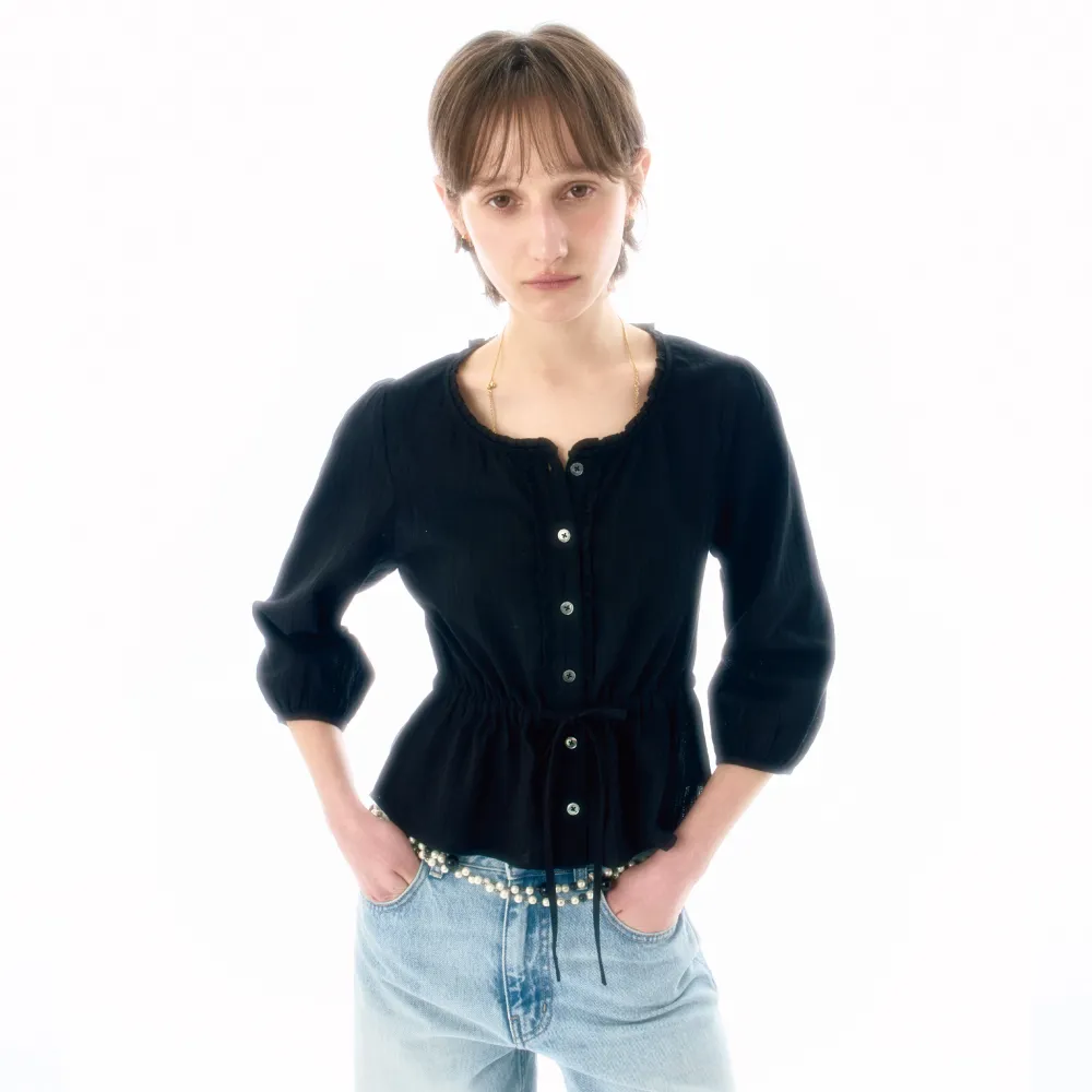 FRILL STRING BLOUSE BK - 감도 깊은 취향 셀렉트샵 29CM