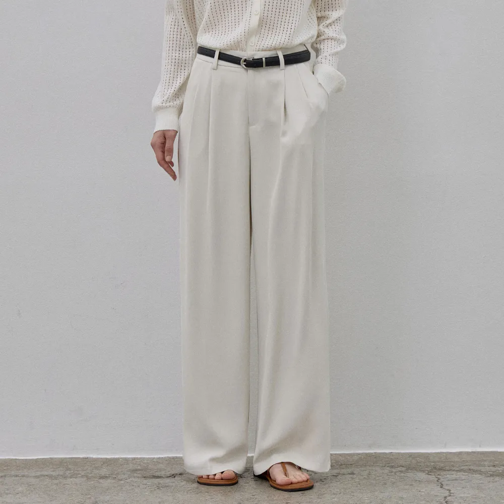 LINKLEFREE TWO-TUCK SLACKS_CREAM - 감도 깊은 취향 셀렉트샵 29CM