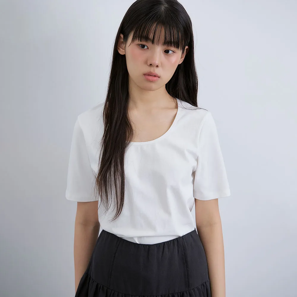 Scoop Neck Half Tee (White) - 감도 깊은 취향 셀렉트샵 29CM