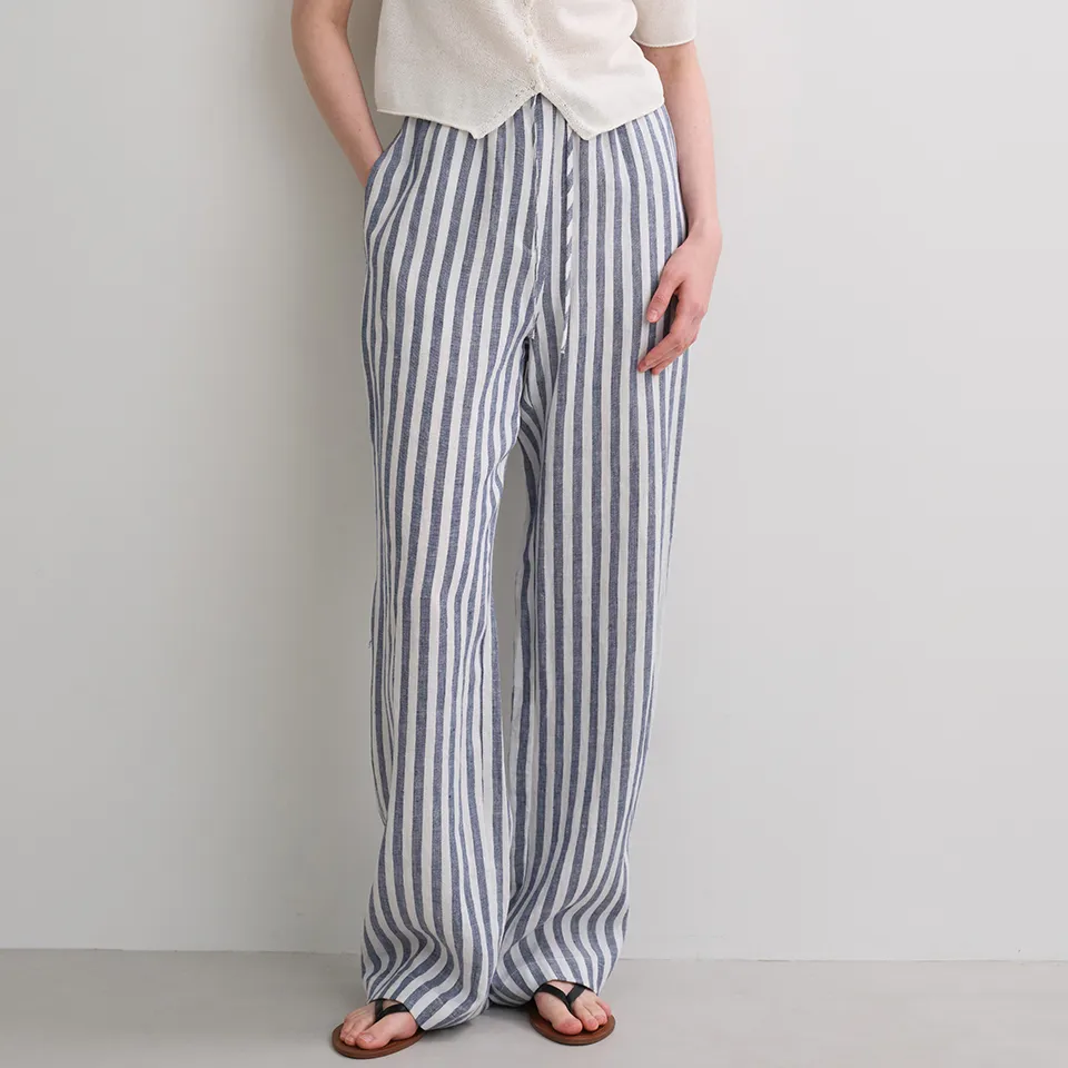 linen stripe banding pants [Italian fabric] (blue stripe) - 감도 깊은 취향 셀렉트샵 29CM