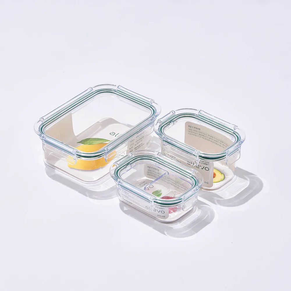 네오플램 웨이브락V(스팀홀) 칸칸이 내열유리 밀폐용기 직사각 370ml (2칸) - 감도 깊은 취향 셀렉트샵 29CM