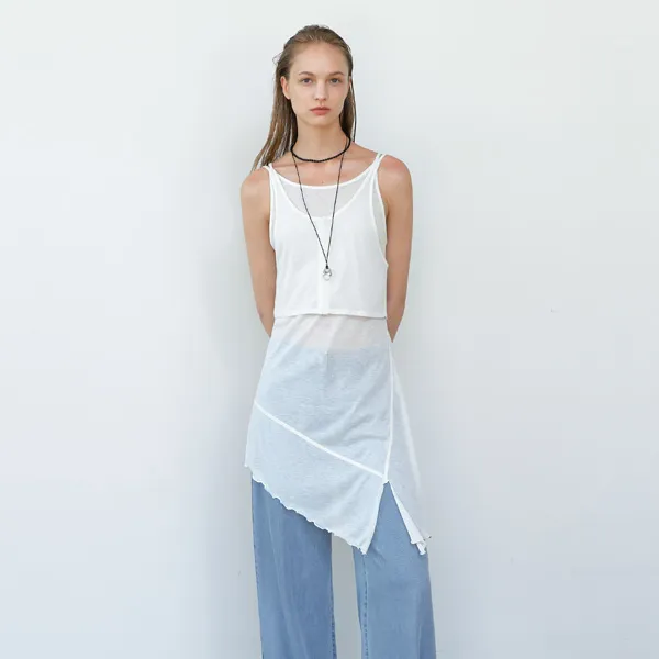 DIAGONAL DOUBLE LAYERD TEE(T-7051)_2Colors - 감도 깊은 취향 셀렉트샵 29CM