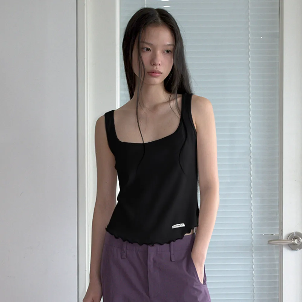 RIBBED SQUARE NECK SLEEVELESS_BLACK - 감도 깊은 취향 셀렉트샵 29CM