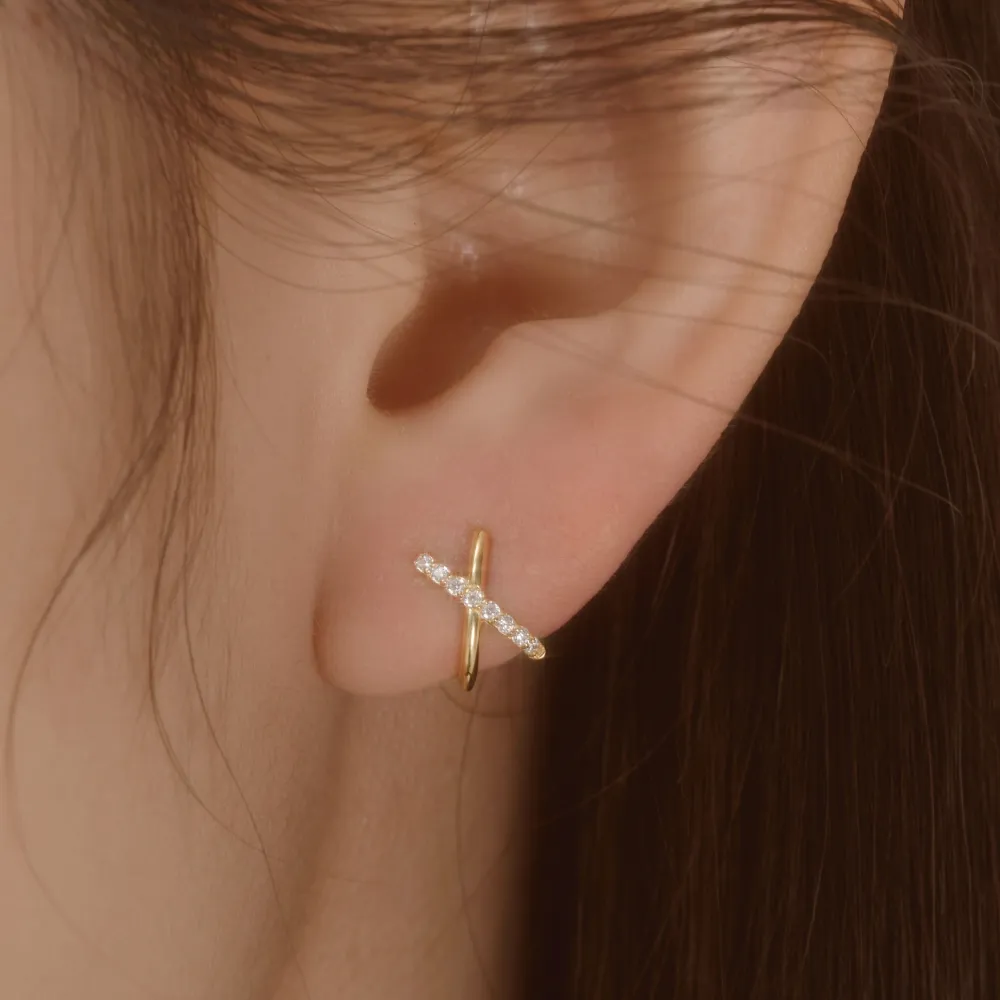 14k post 테리아 엑스 큐빅 귀걸이 - 감도 깊은 취향 셀렉트샵 29CM