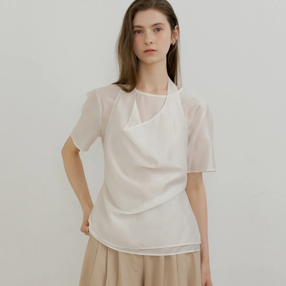 comos 1486 layered sheer blouse (ivory) - 감도 깊은 취향 셀렉트샵 29CM