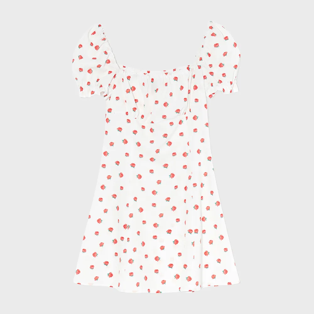 FLOWER PATTERN PUFF DRESS WHITE - 감도 깊은 취향 셀렉트샵 29CM