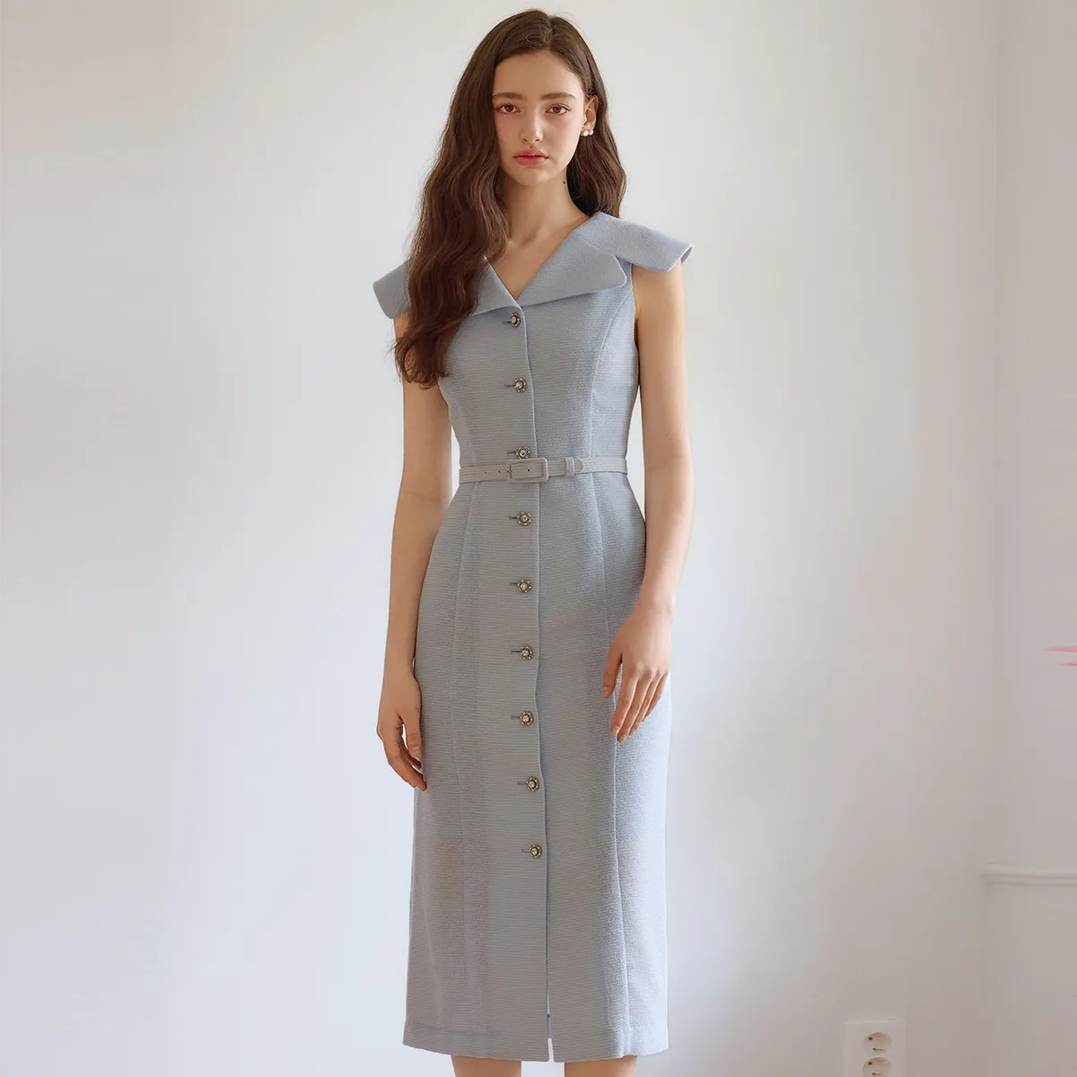 25HS 칼라124 떼루아라인 떼루아퀸 민소매 트위드원피스 스카이블루 - 감도 깊은 취향 셀렉트샵 29CM